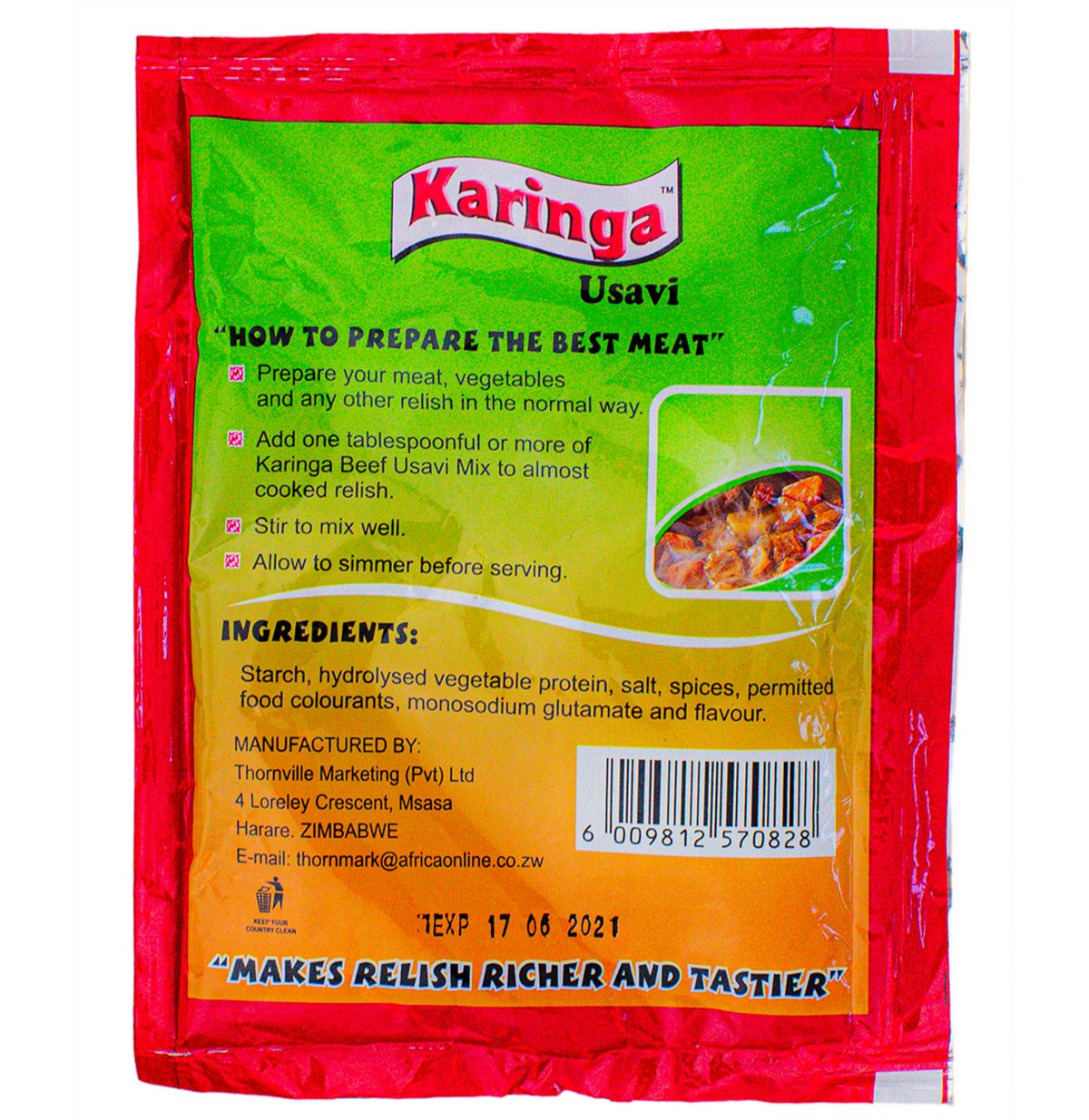 Karinga Usavi Beef Flavour Relish Mix 50g - Happy Hippo Foods